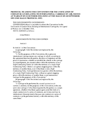 Hague 1955 - PROTOCOL TO AMEND THE CONVENTION FOR THE UNIFICATION OF ...