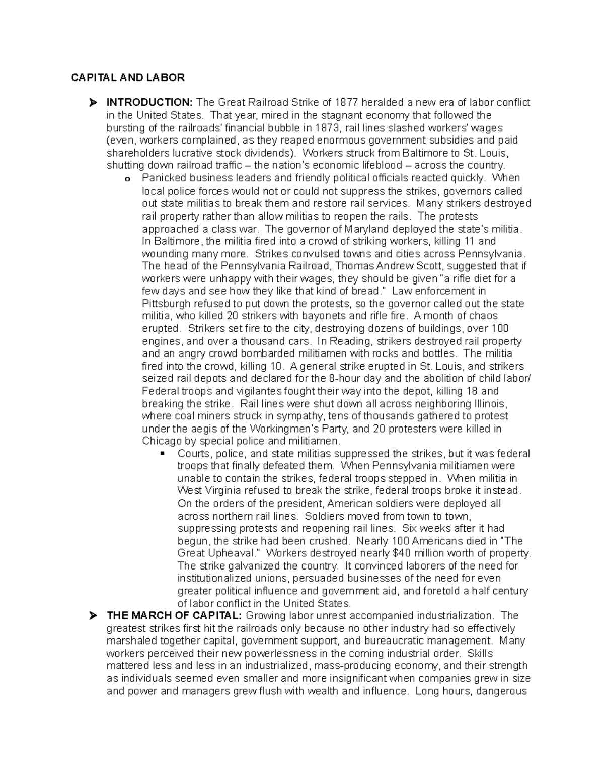 16. Capital AND Labor - Chapter 16 Textbook Notes for HIST 1302.920 ...