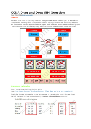 CCNA Configuration SIM Question - Complete the network installation by performing the initial ...