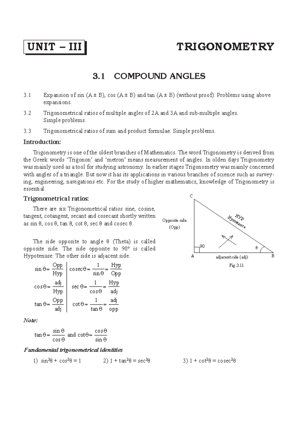 Trigonometry - Short notes on trigonometric functions with solved ...