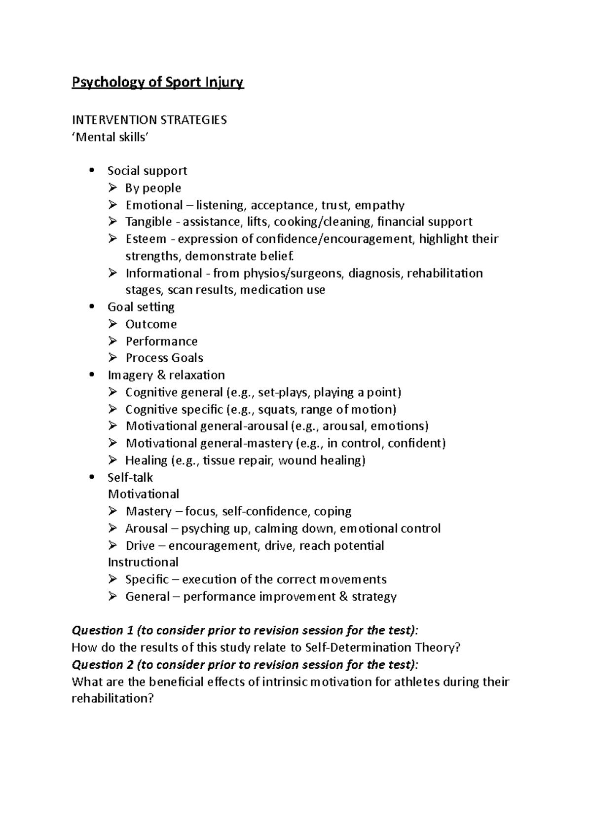 Psychology of Sport Injury - 3 - Psychology of Sport Injury ...