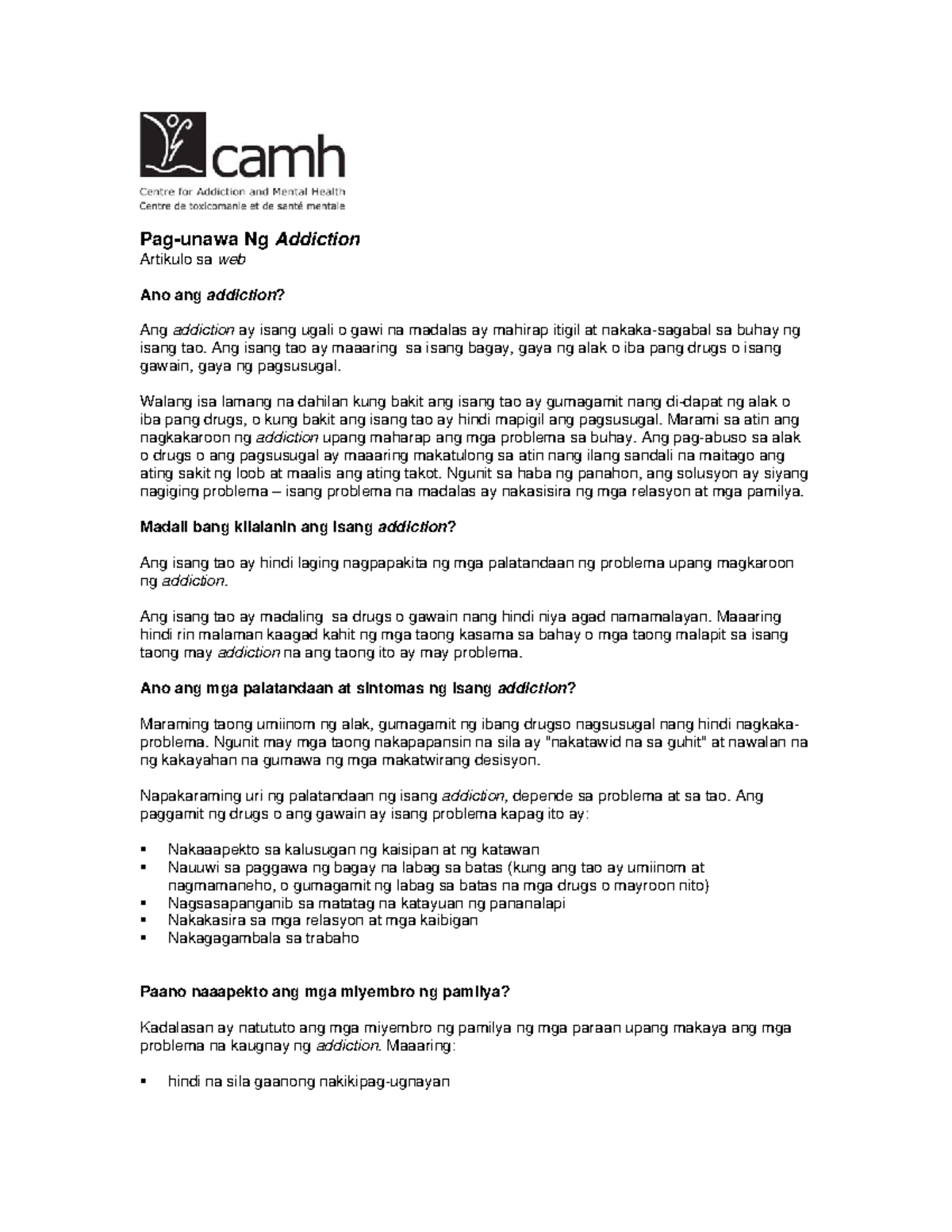 Tagalog understanding addiction - Pag-unawa Ng Addiction Artikulo sa ...