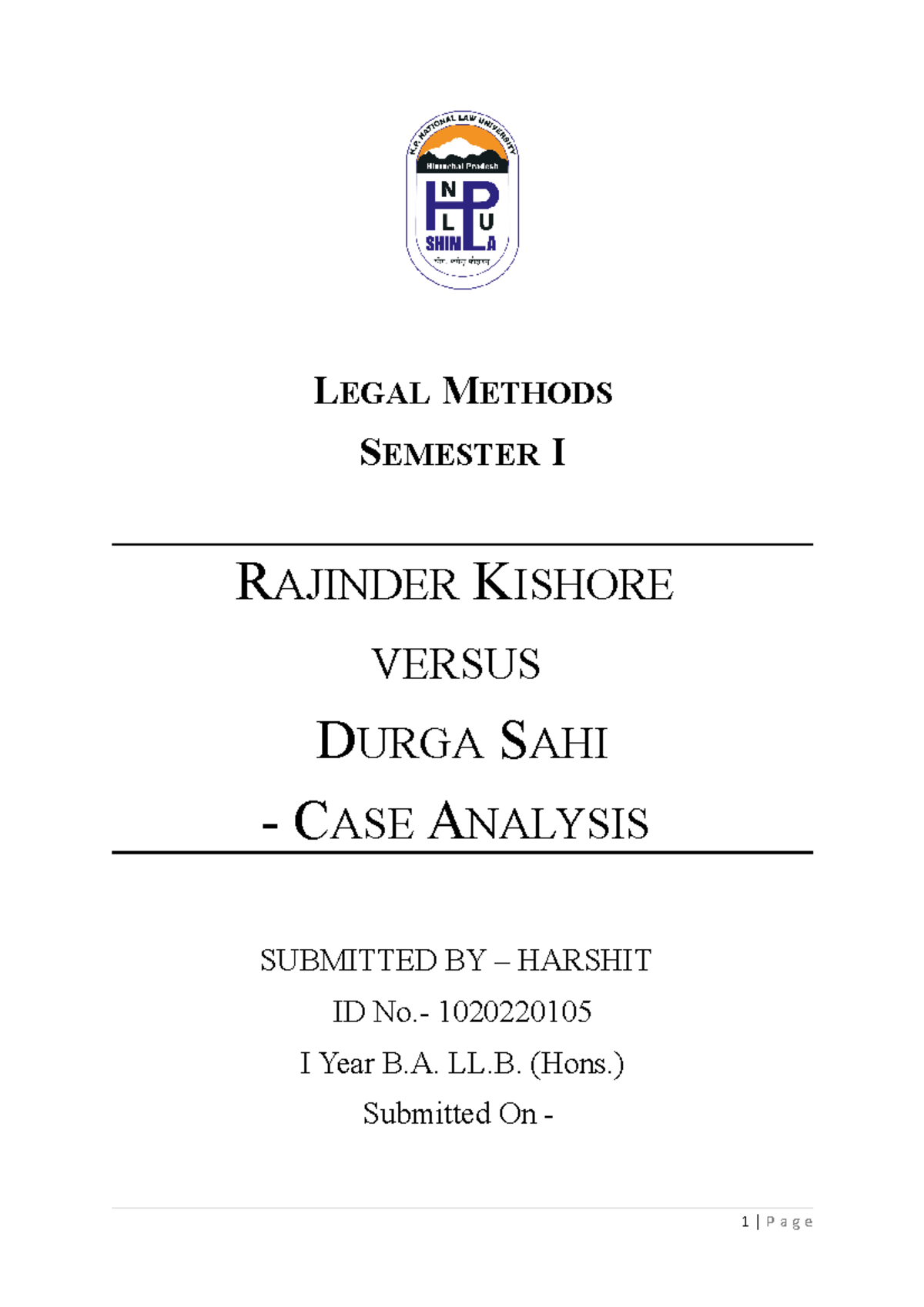 Harshit Legal Methods - nice notes - LEGAL METHODS SEMESTER I RAJINDER ...