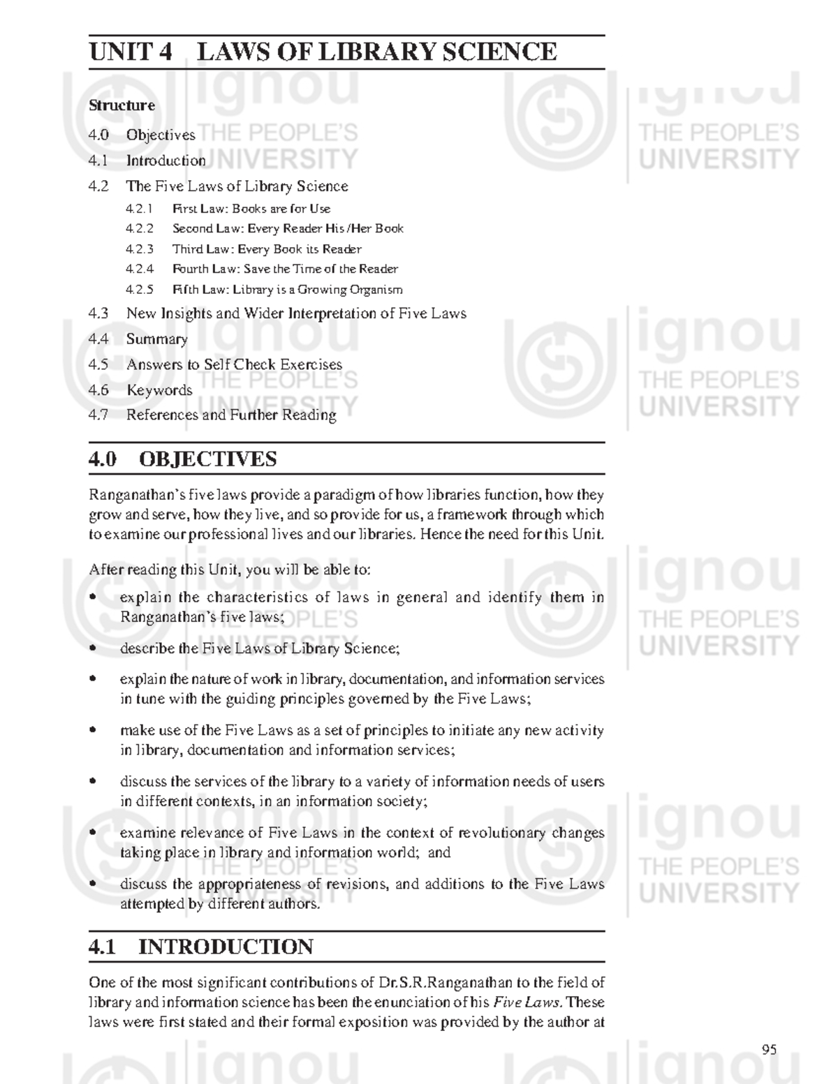 Unit-4 - IGNOU - Information Institutions UNIT 4 LAWS OF LIBRARY ...