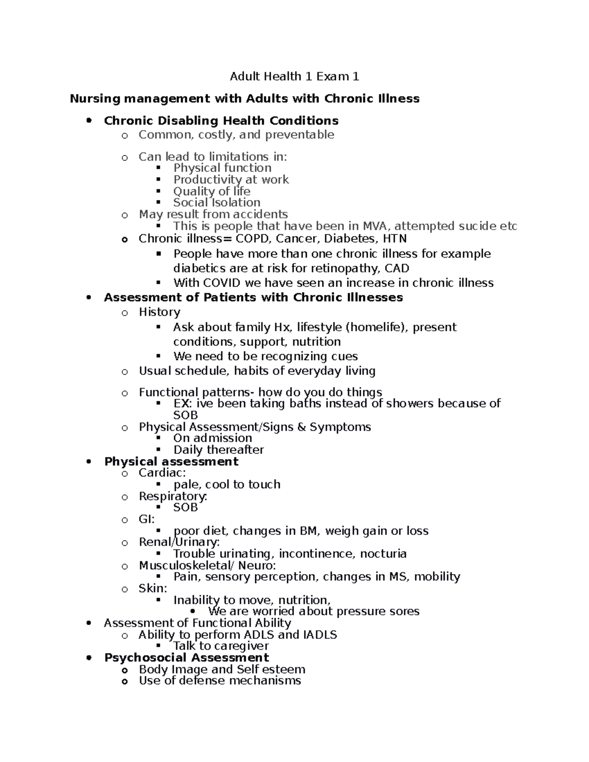 Adult Health 1 Exam 1 - notes - Adult Health 1 Exam 1 Nursing ...