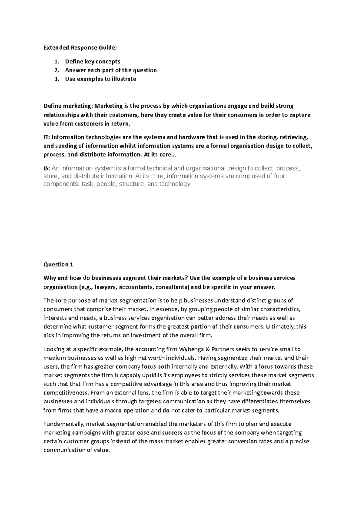 Comm1180 Extended Response Guide - Extended Response Guide: 1. Define ...