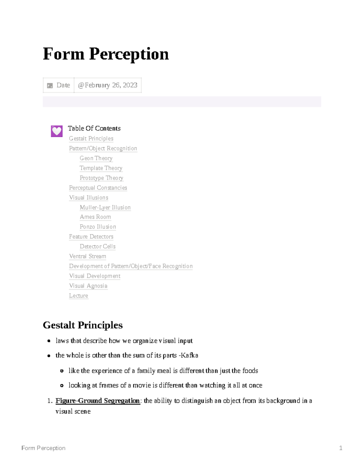 Form Perception - Form Perception Date Table Of Contents Gestalt ...