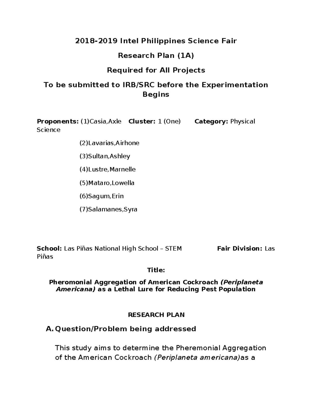 Pheromone Rplan - 2018-2019 Intel Philippines Science Fair Research ...
