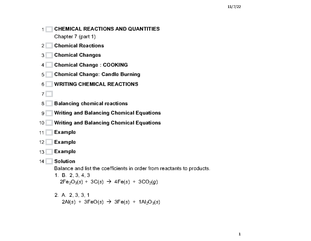 Chapter 7 part 1 - Winters Lecture Notes - 11/7/ 1 CHEMICAL REACTIONS ...