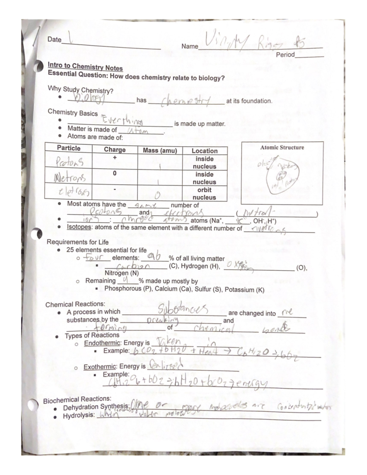 Intro to Chemistry Notes - Studocu