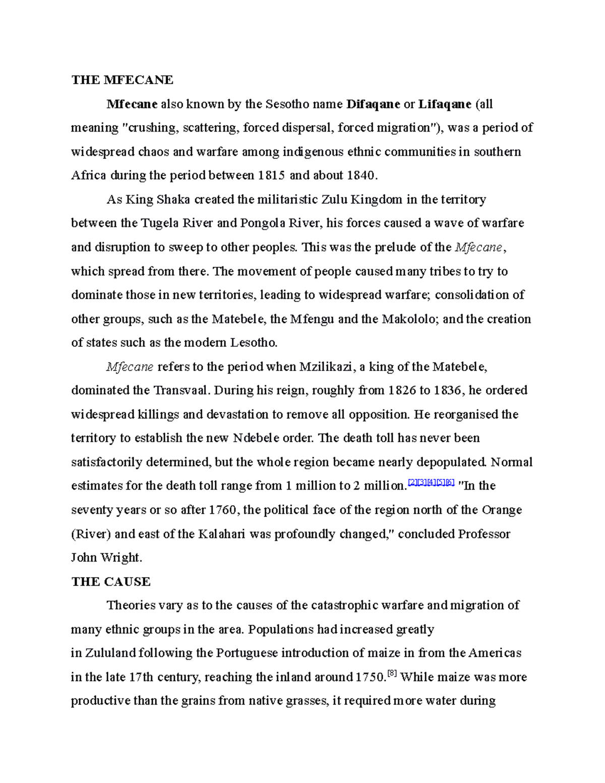 THE Mfecane - THE MFECANE Mfecane also known by the Sesotho name ...