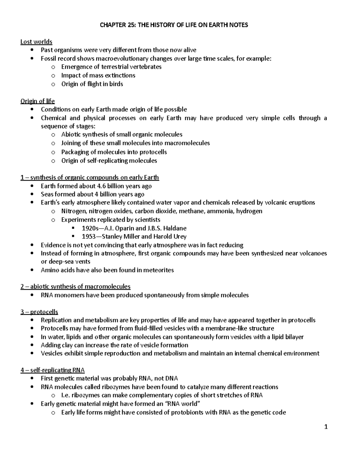 2 Biology 2016-4-11 chapter 25 history of life on earth notes - CHAPTER ...