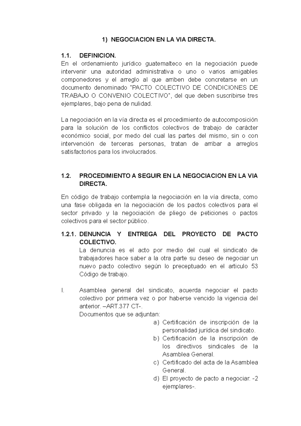 Negociacion EN LA VIA Directa - 1) NEGOCIACION EN LA VIA DIRECTA. 1 ...