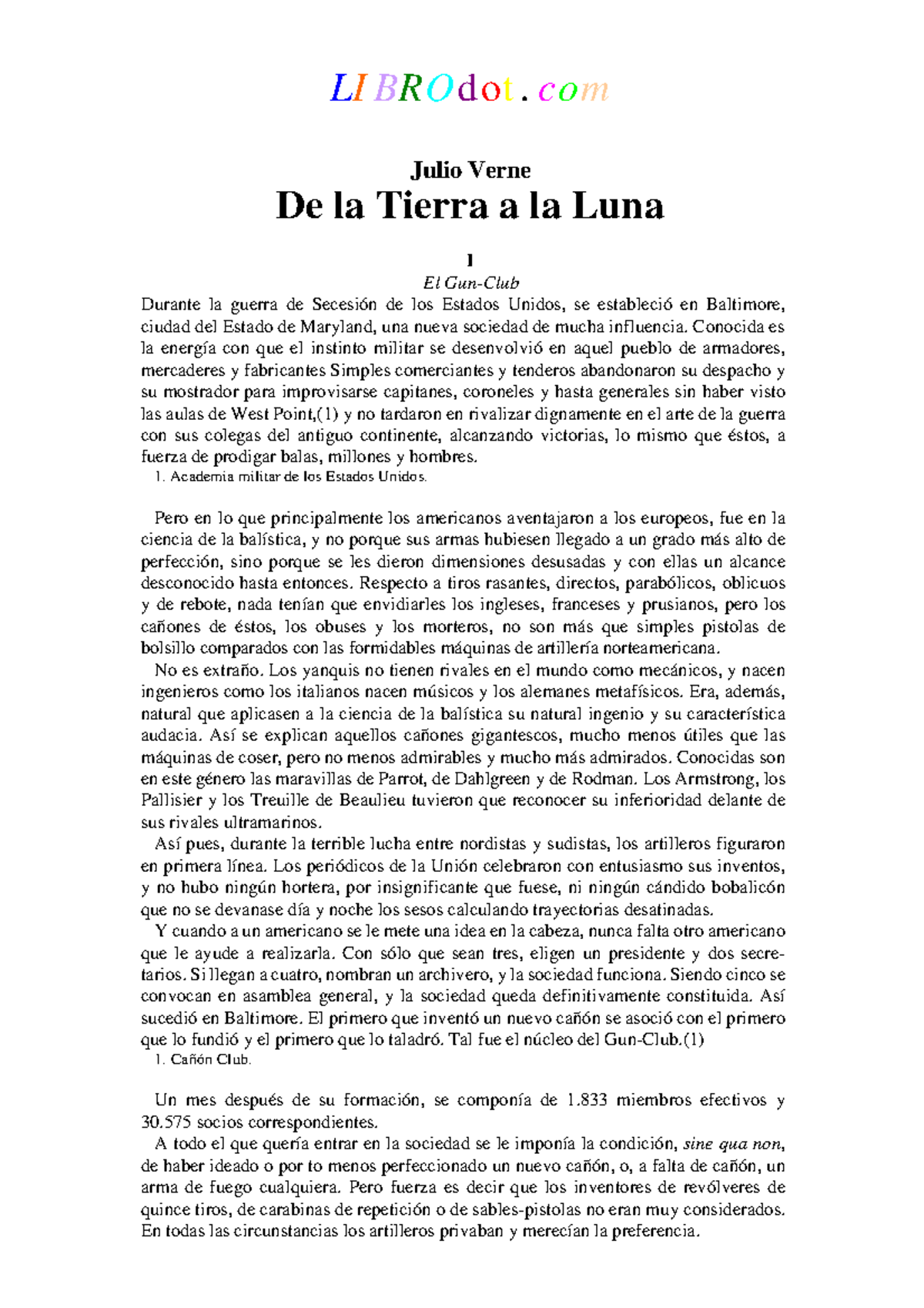 DE LA Tierra A LA LUNA - Julio Verné - LI BROdot. com Julio Verne De la Tierra a la Luna I El ...