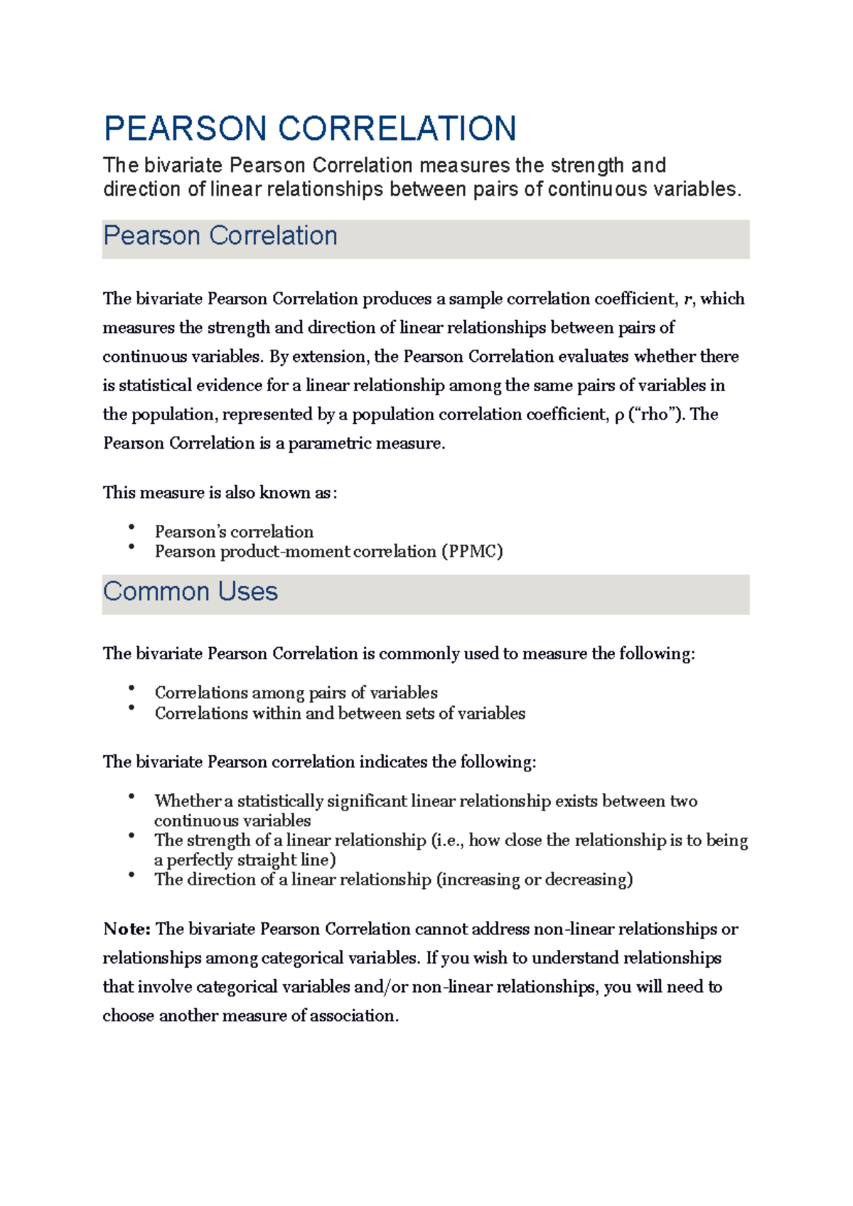 Pearson Correlation in SPSS - PEARSON CORRELATION The bivariate Pearson ...