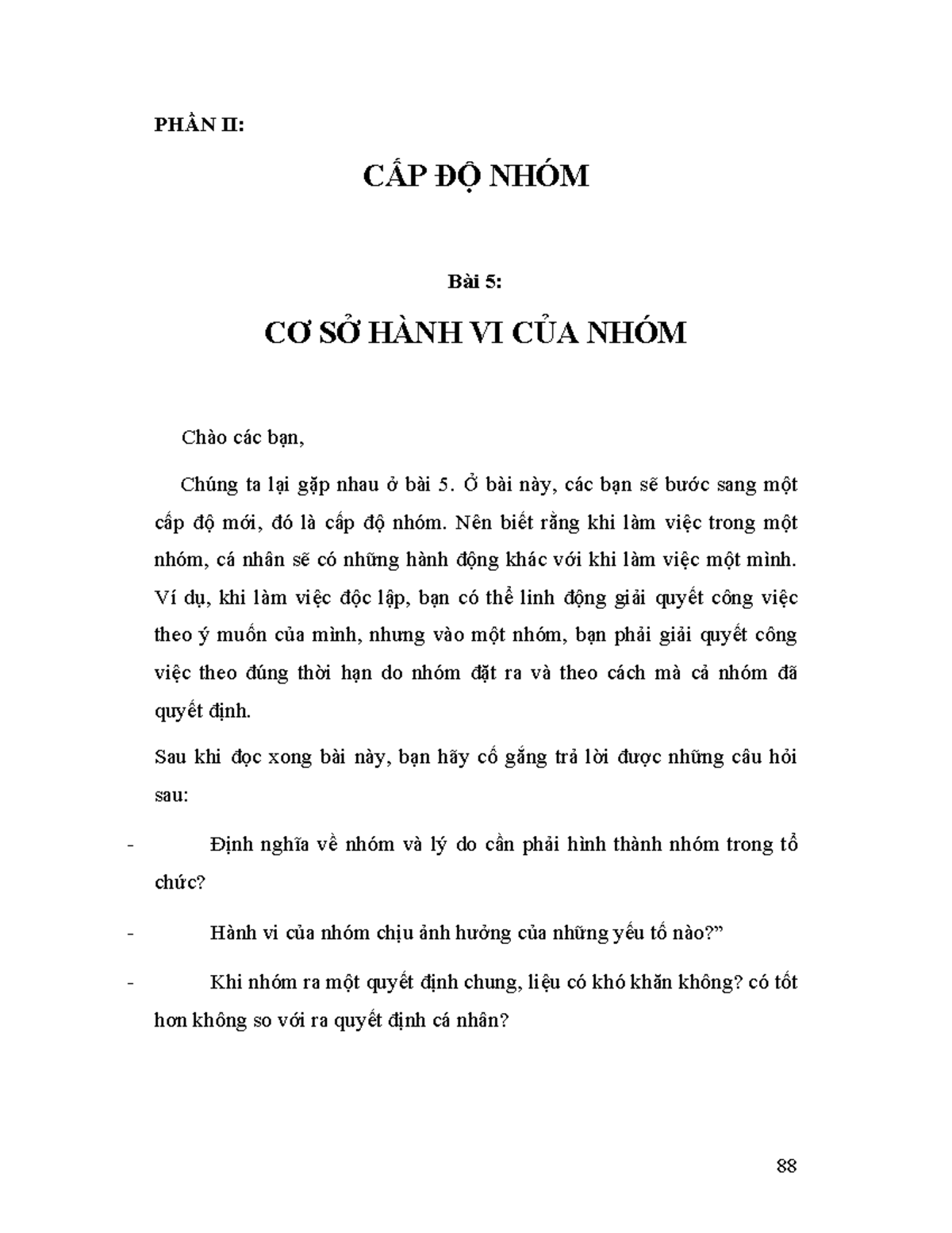5 - HVTC - CO SO HANH VI NHOM - PHÂN II: CÀP Đà NH”M B‡i 5: C¡ Sæ H¿NH VI CĂA NH”M Ch‡o c·c b¿n ...