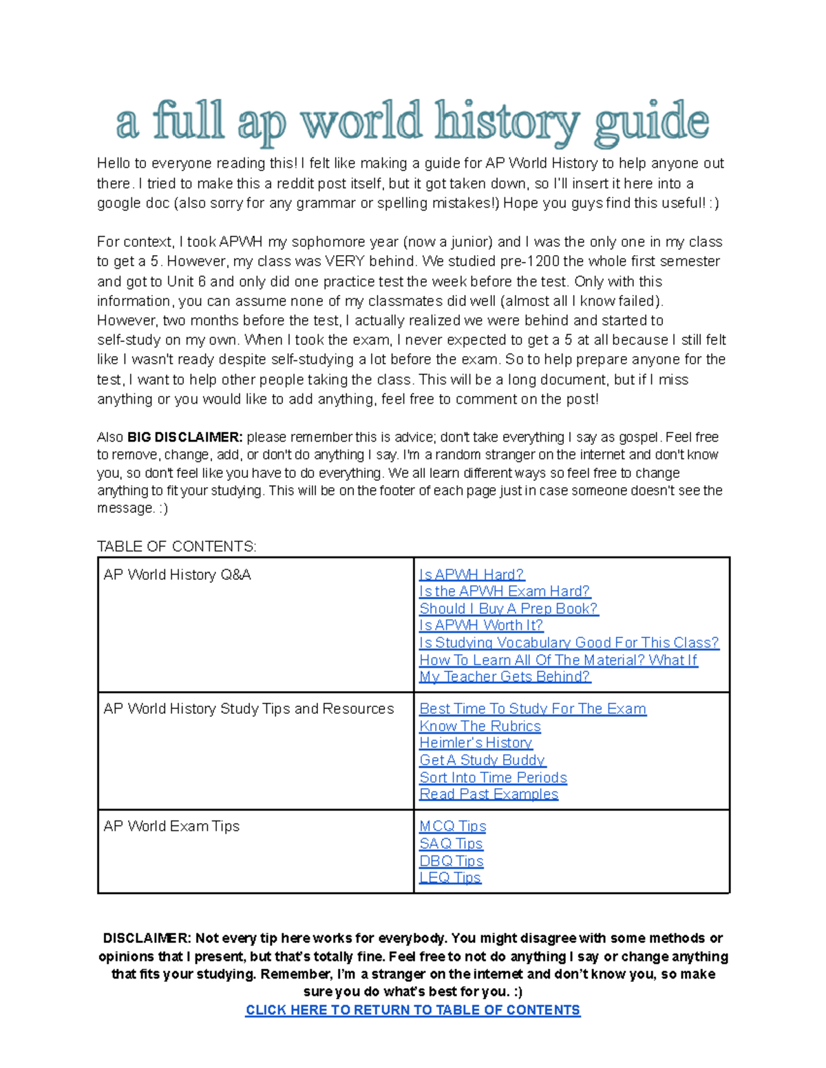 A Full AP World History Guide - Hello to everyone reading this! I felt ...