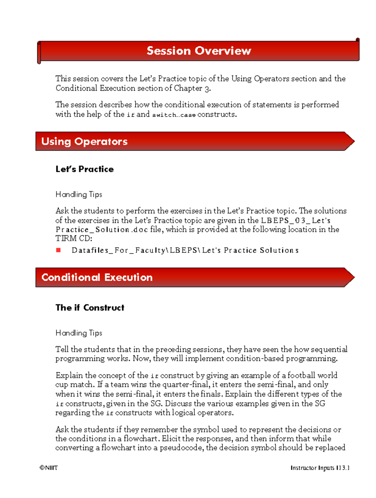 17 Lbeps CG Session 13 Inputs - NIIT Instructor Inputs I13. This ...
