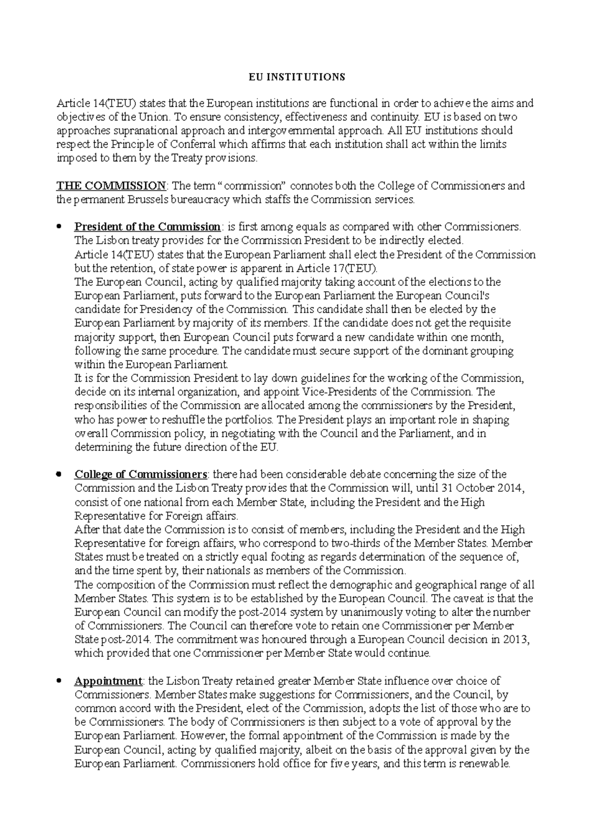 Chapter 2 - libro craig - de burca - EU INSTITUTIONS Article 14(TEU ...