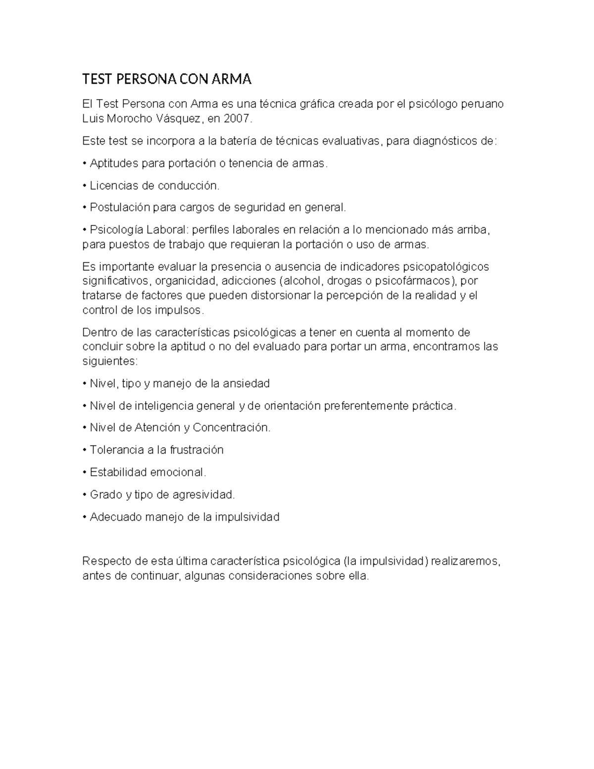 TEST Persona CON ARMA - TEST PERSONA CON ARMA El Test Persona con Arma ...