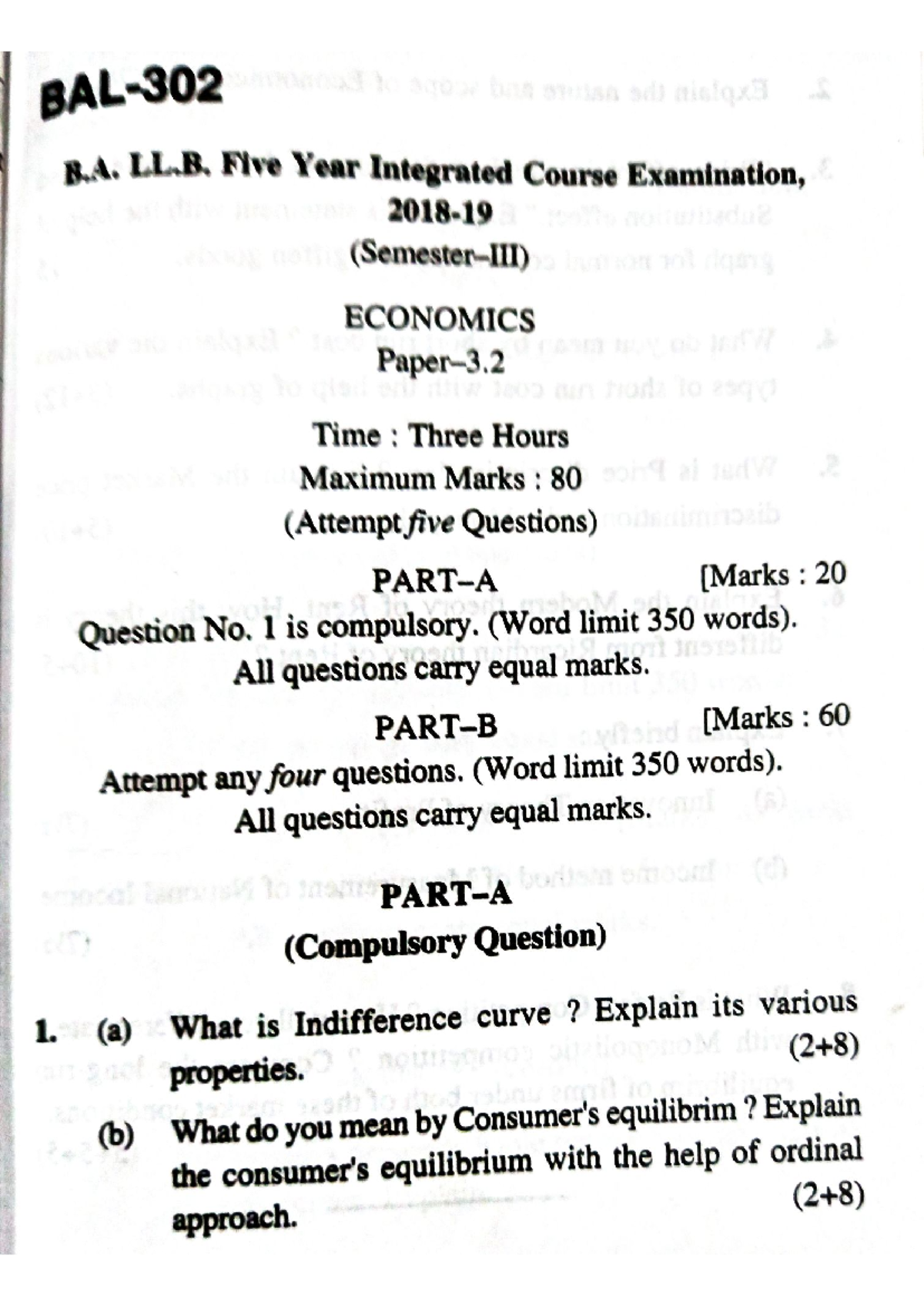 3rd sem old paper - llb. first year - Studocu