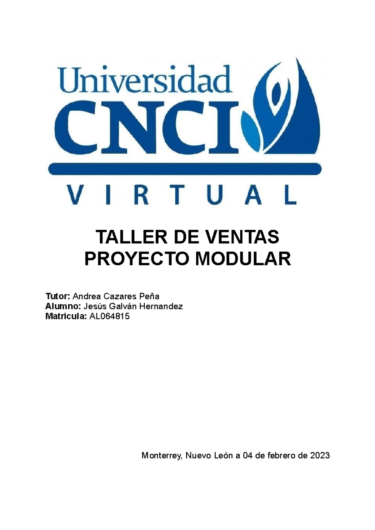 Proyecto Modular Taller DE Ventas - TALLER DE VENTAS PROYECTO MODULAR ...