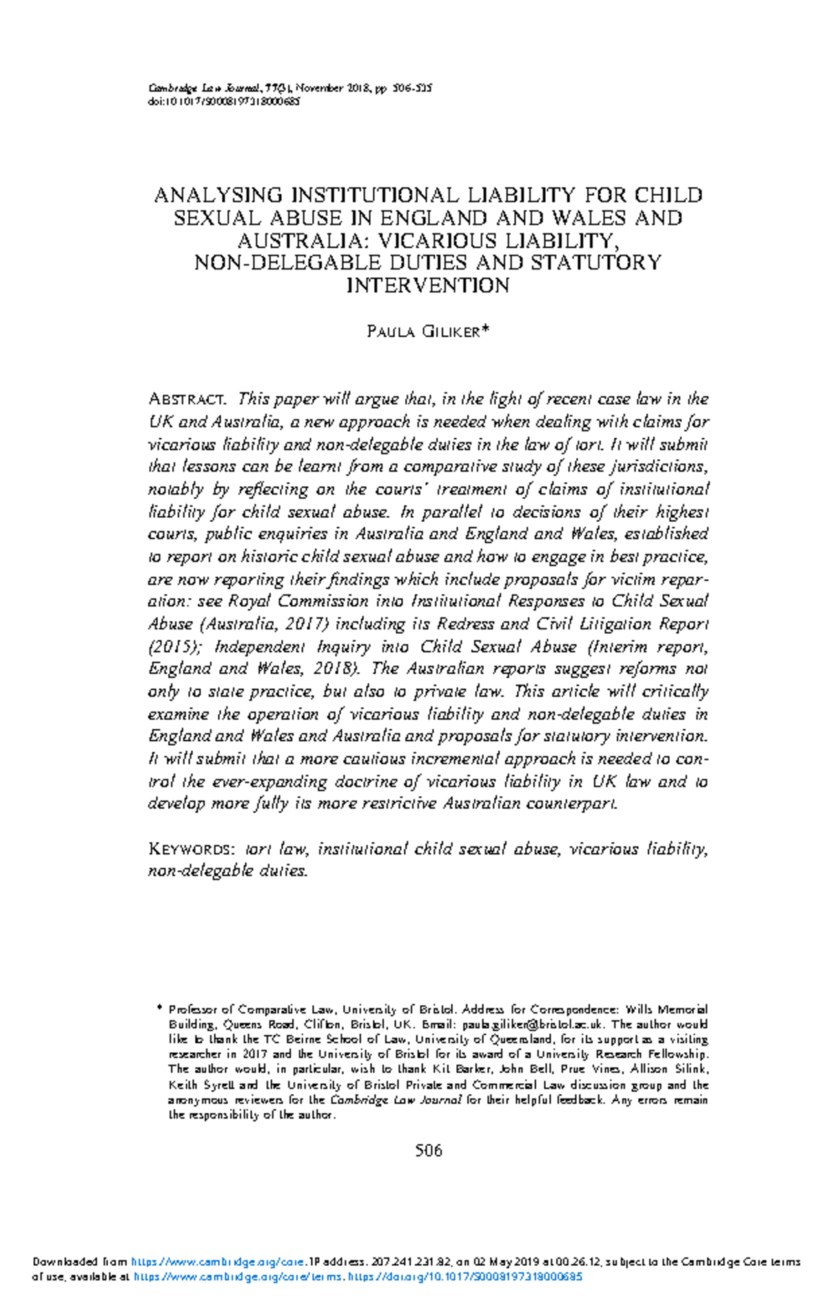 Div class title analysing institutional liability for child sexual ...