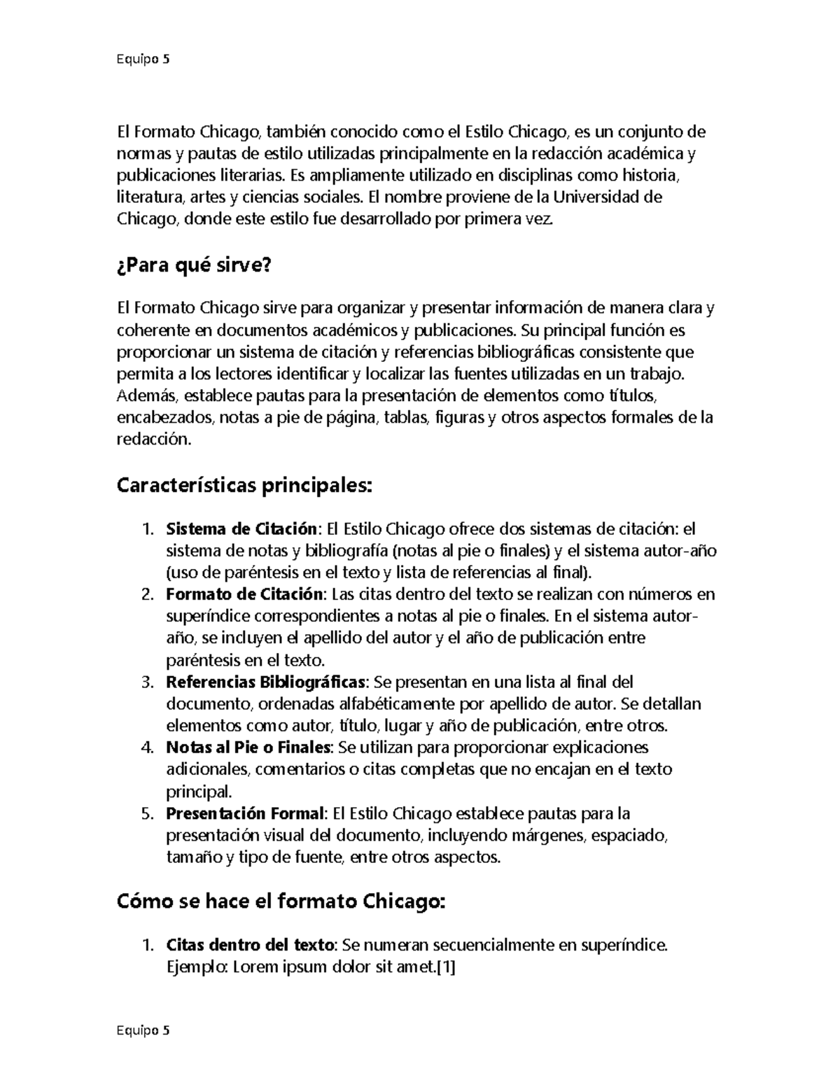 El Formato Chicago - Es ampliamente utilizado en disciplinas como ...
