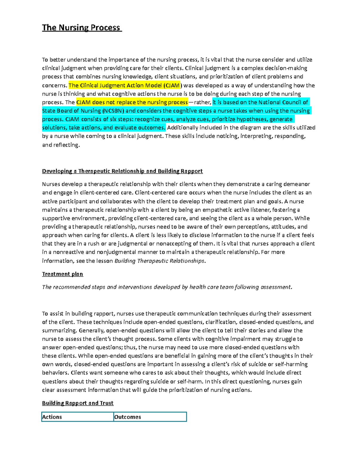 nurs Process CONCEPT - To better understand the importance of the ...
