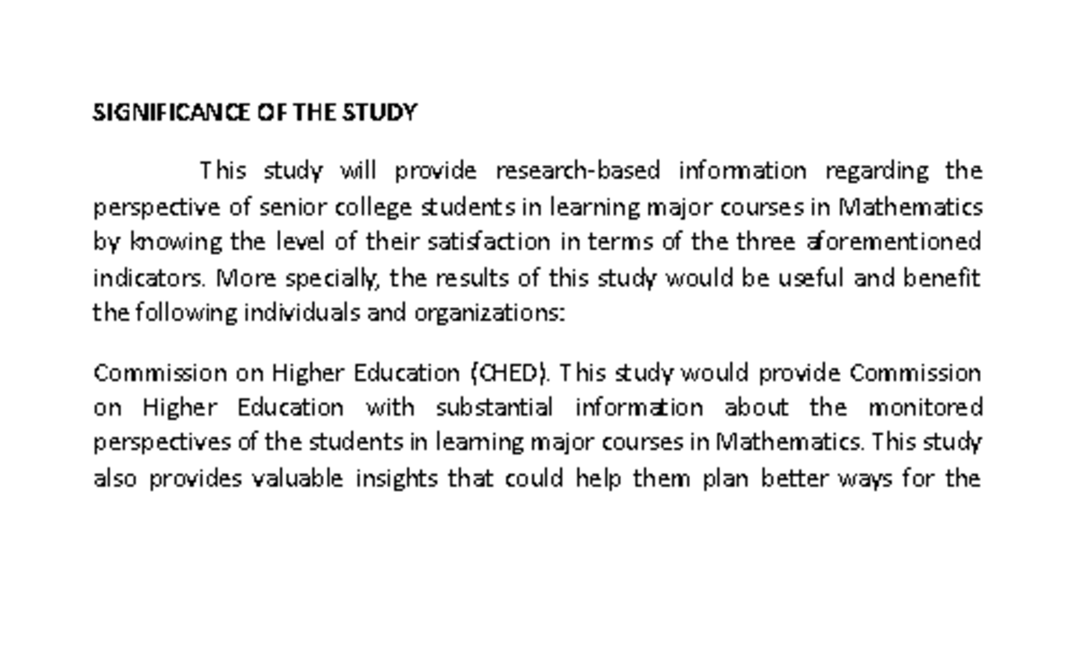 Script kodego - GEW LANG - SIGNIFICANCE OF THE STUDY This study will ...