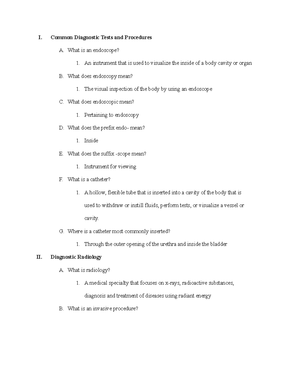 BIO 1100 Medical Terminology Chapter 4 Common Diagnostic Tests and ...