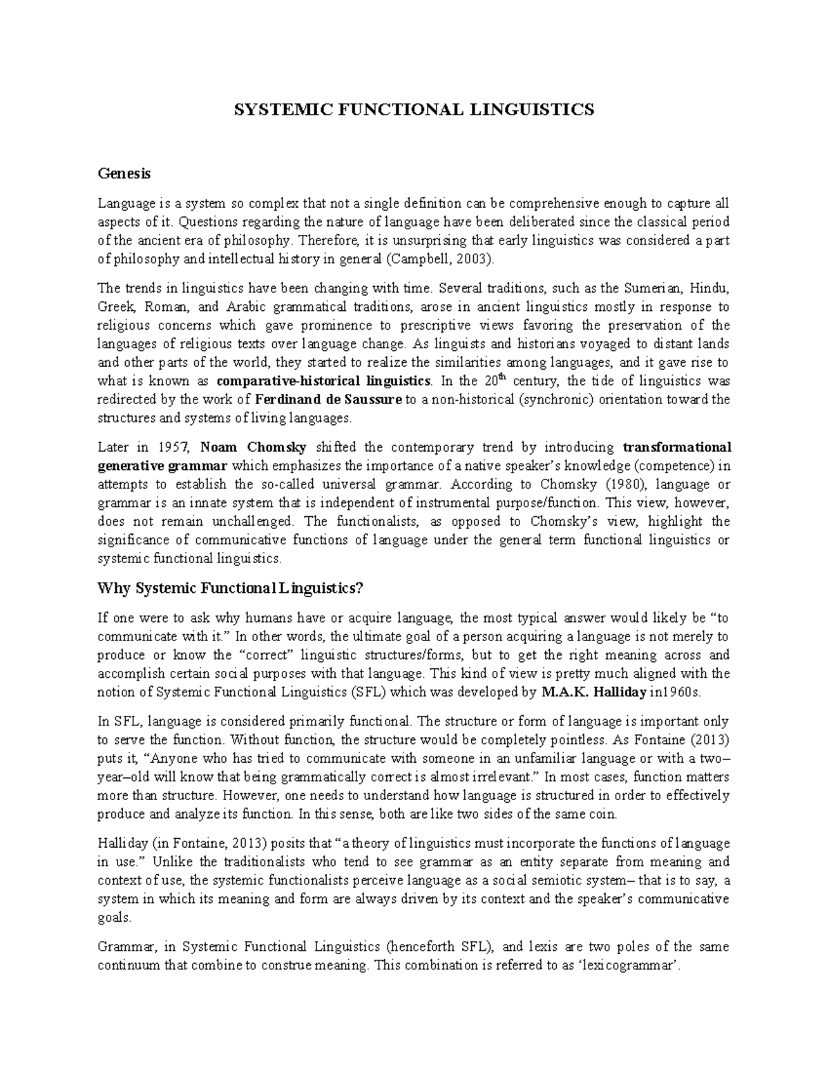 Systemic Functional Linguistics - SYSTEMIC FUNCTIONAL LINGUISTICS ...