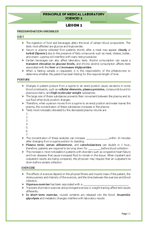 PMLS 2 Lesson 1 - NONE - PRINCIPLE OF MEDICAL LABORATORY SCIENCE 2 ...