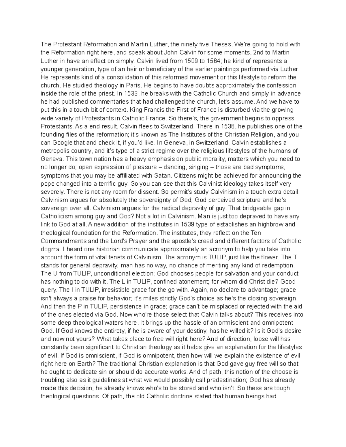 2312 1122 Lesson 18 - John Calvin - The Protestant Reformation and ...