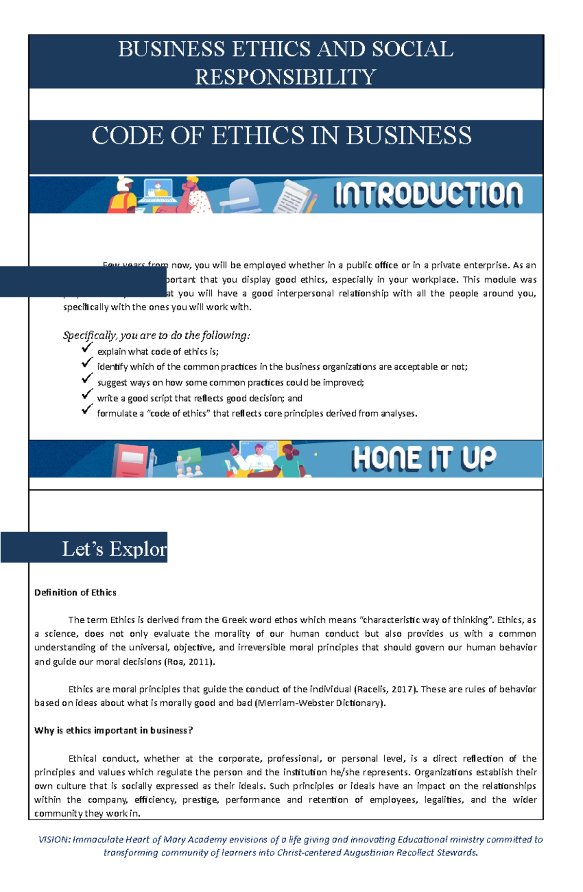 Business Ethics Week 3 - Notes of 2nd sem - BUSINESS ETHICS AND SOCIAL ...