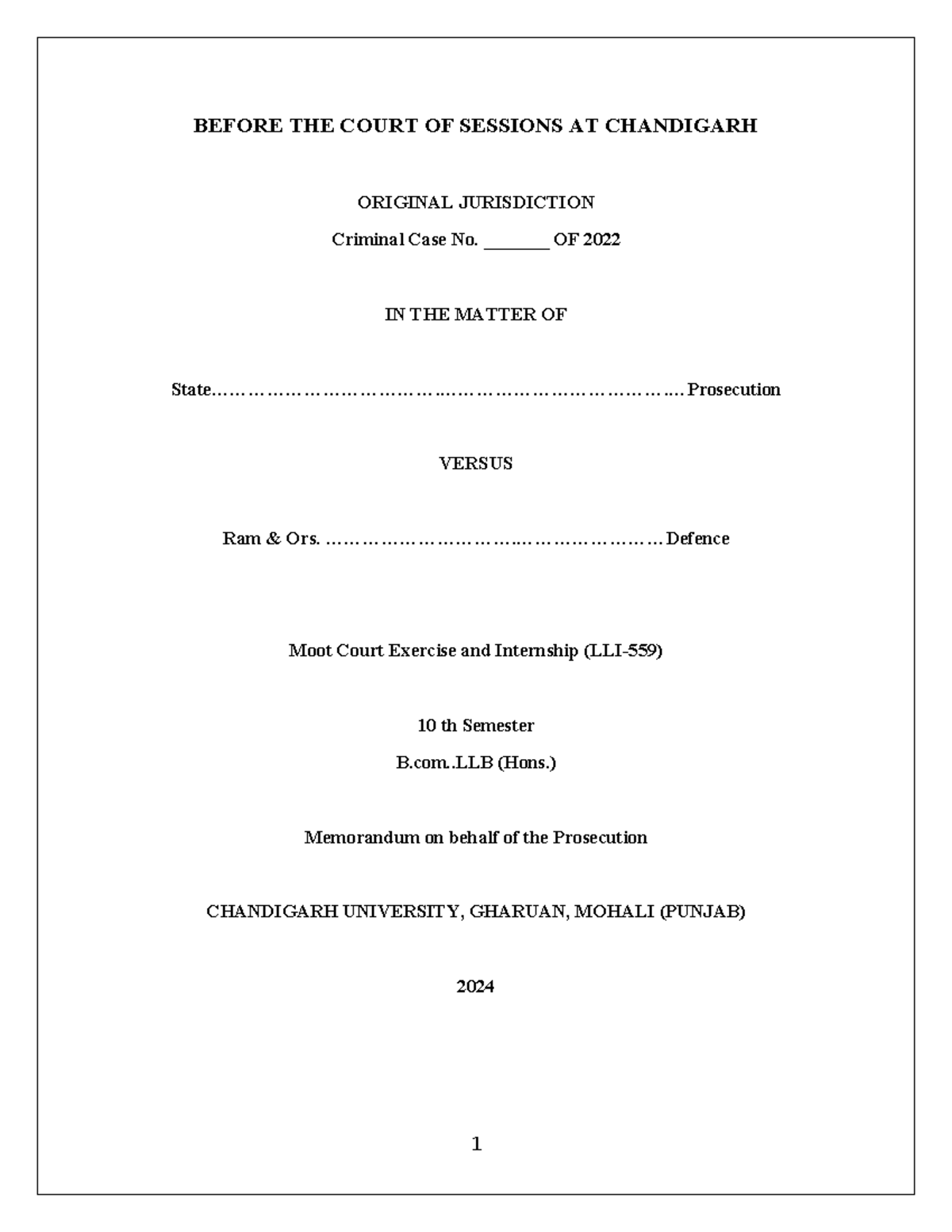 Memorial - prosecution (final) 10th - BEFORE THE COURT OF SESSIONS AT ...