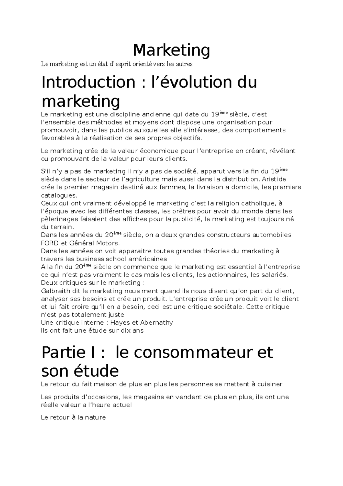 Marketing - cours 3ème année AES - Marketing Le marketing est un état d ...