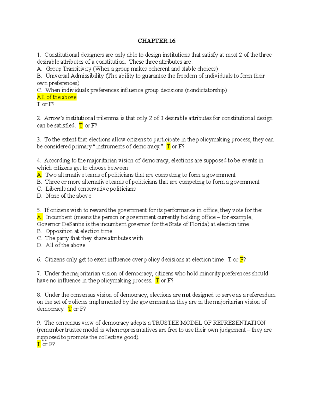 Chapter 16 - notes - CHAPTER 16 Constitutional designers are only able ...