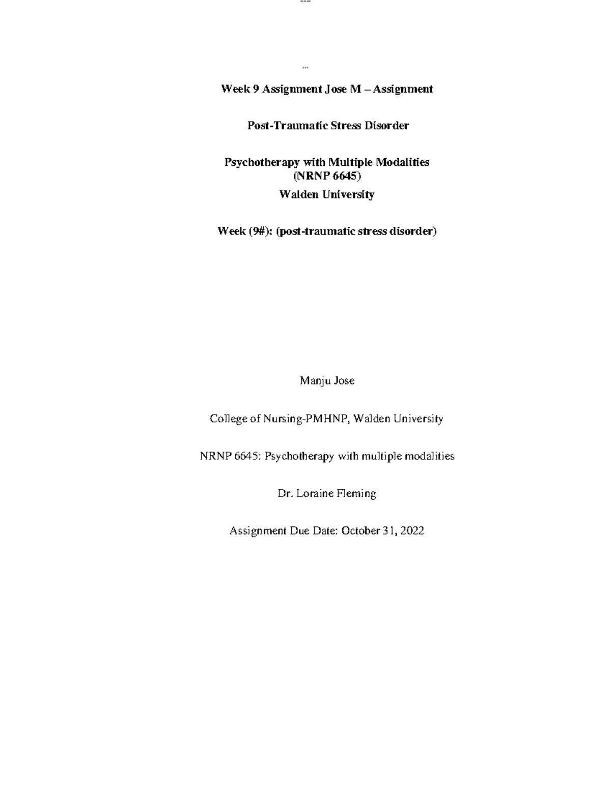 Week 9+ Assgn+Jose+M - assignment - lOMoAR cPS Week 9 Assignment Jose M ...