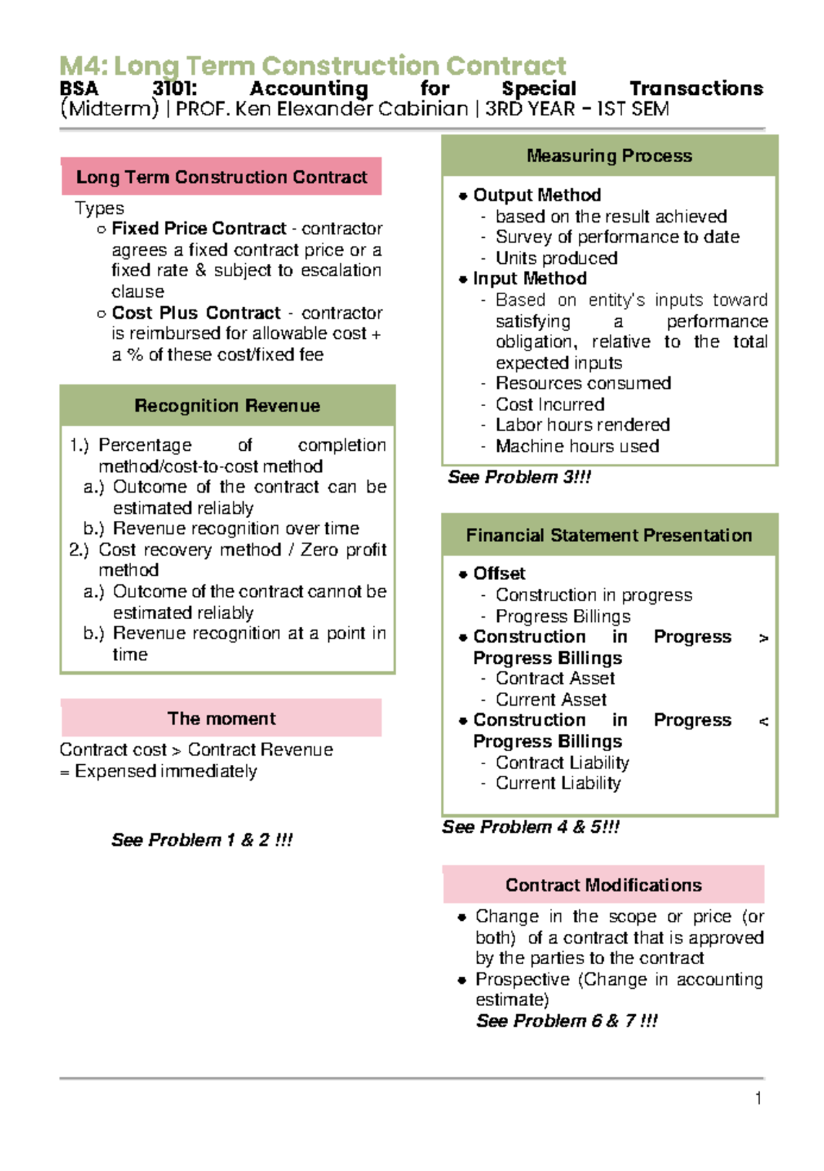BSA 3101 LTCC - Good luck!! - M4: Long Term Construction Contract BSA 3101: Accounting for ...