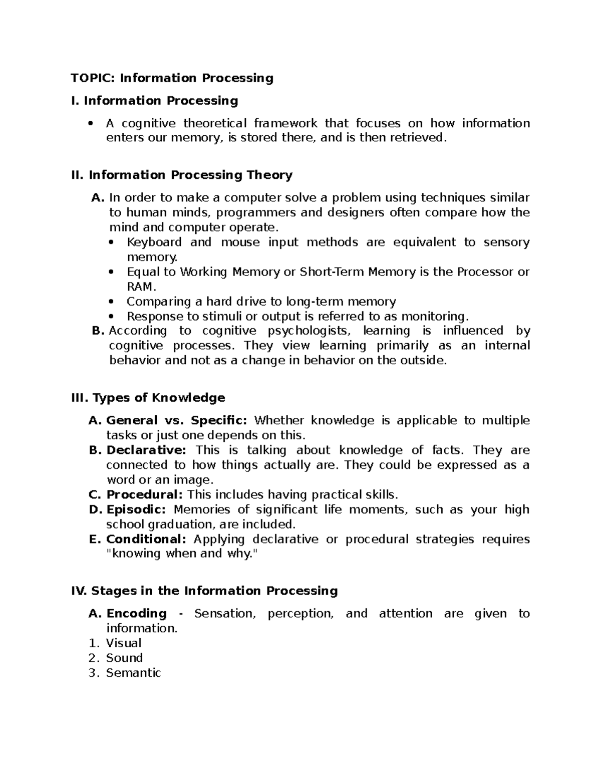 Information Processing - Information Processing A cognitive theoretical ...
