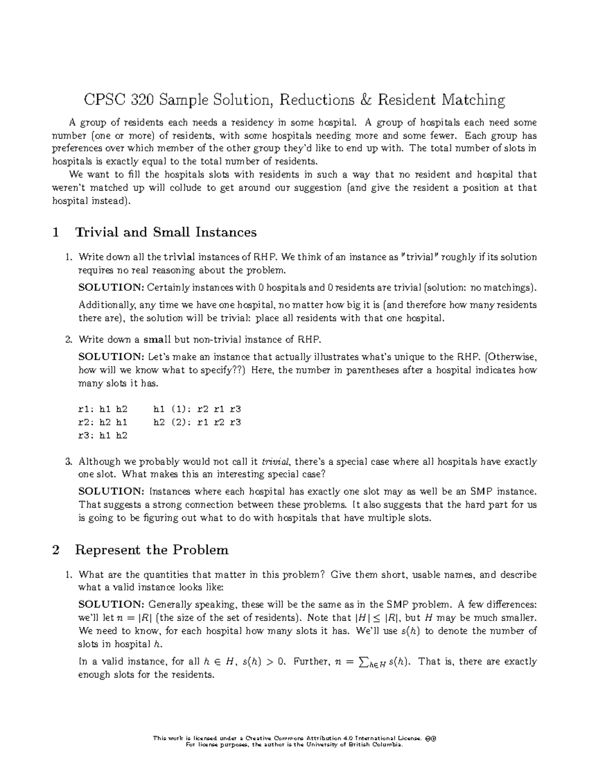Unit9-reductions-soln - CPSC 320 Sample Solution, Reductions & Resident ...