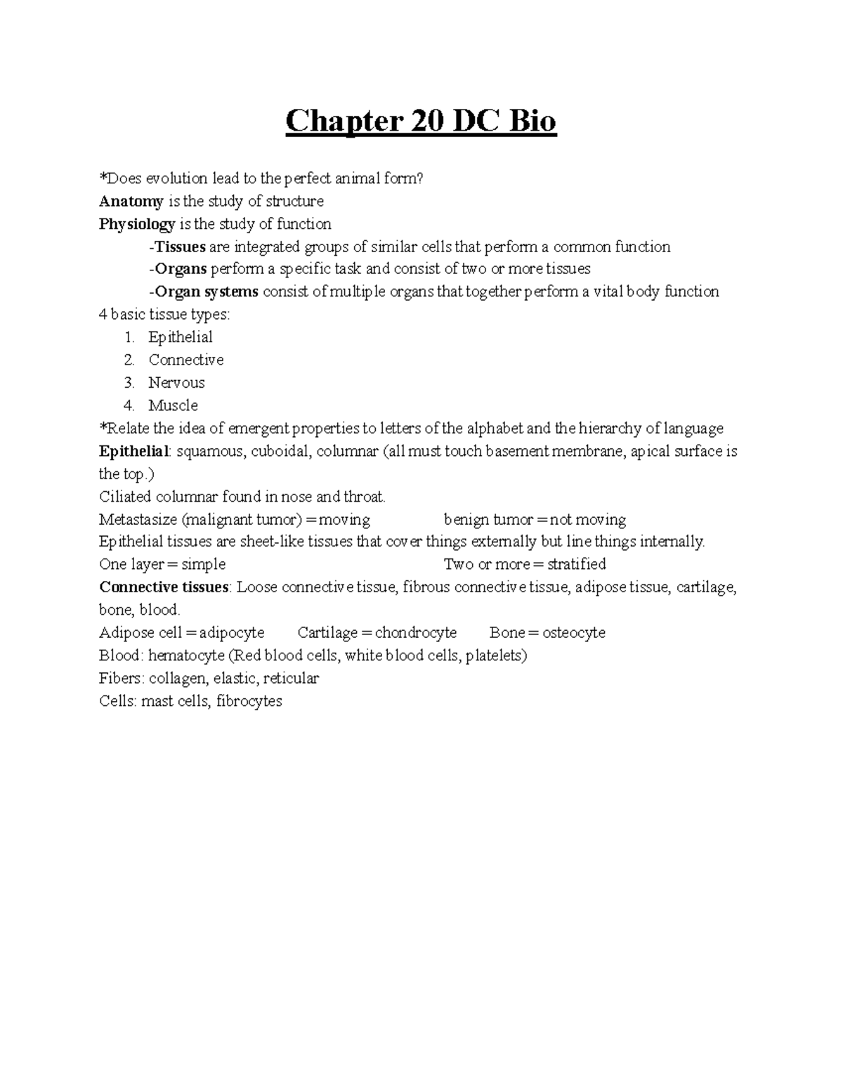 Chp 20 DC Biology - Chapter 20 DC Bio *Does evolution lead to the ...