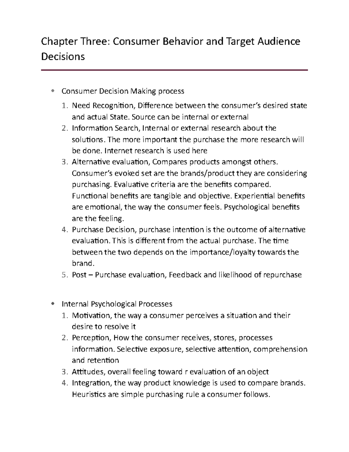 Chapter 3 - Consumer Behavior and Target Audience Decisions - Chapter ...