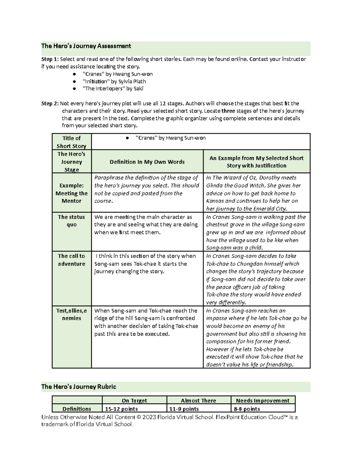 Heros journey - Google Docs - The Hero's Journey Assessment Step 1 ...
