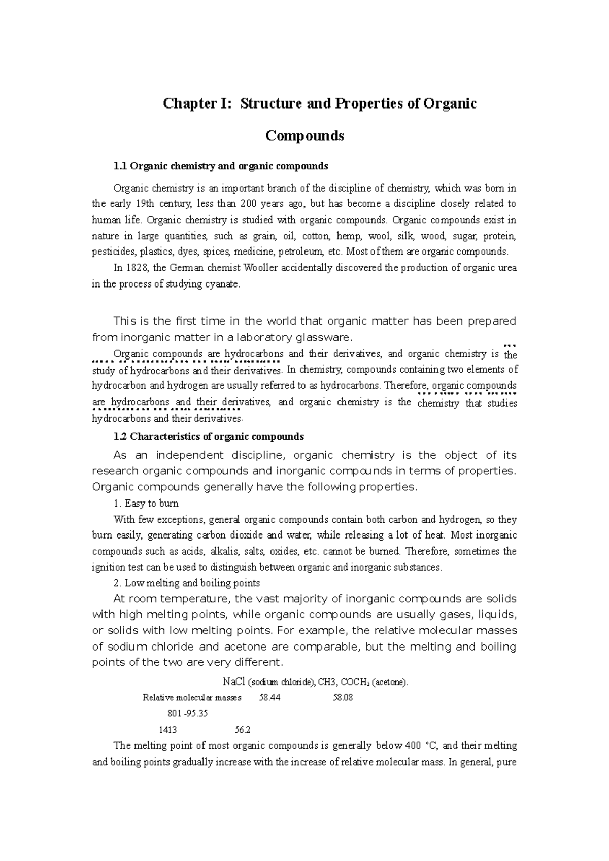 Structure and Properties of Organic CH102 - Chapter I: Structure and ...