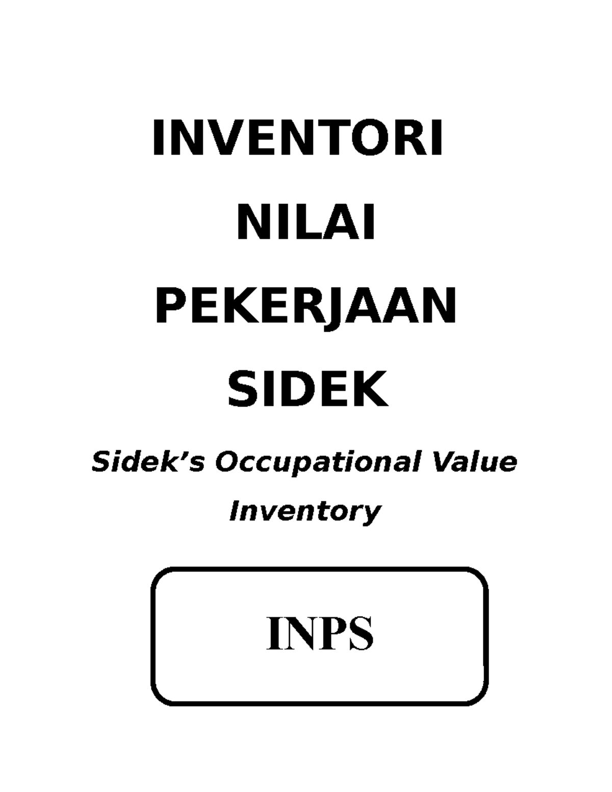 Inventori Nilai Pekerjaan Sidek -INPS - INVENTORI NILAI PEKERJAAN SIDEK ...