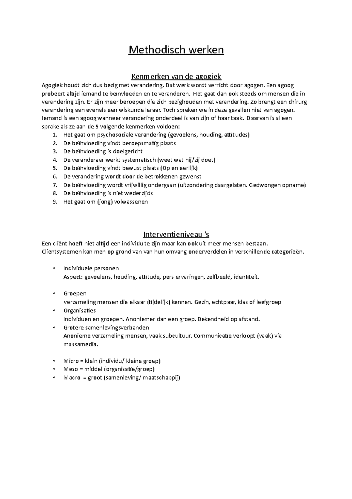 Methodisch werken leerdoelen - Methodisch werken Kenmerken van de ...