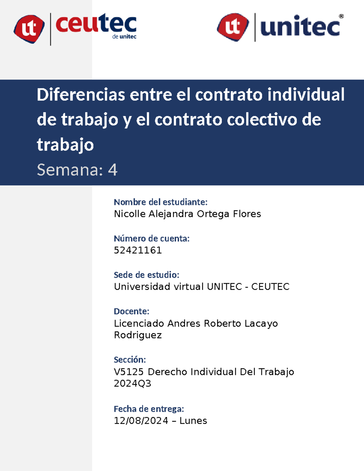 Diferencias entre el contrato individual de trabajo y el contrato colectivo de trabajo - Nicolle ...
