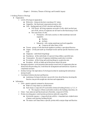 BIO 141 - Final Exam Review - Science, Biology, and Unifying Themes ...